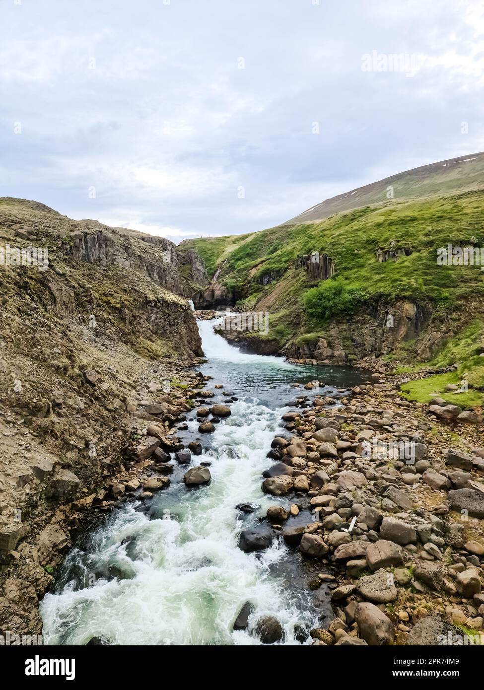 Fantastic landscape with flowing rivers and streams with rocks and ...