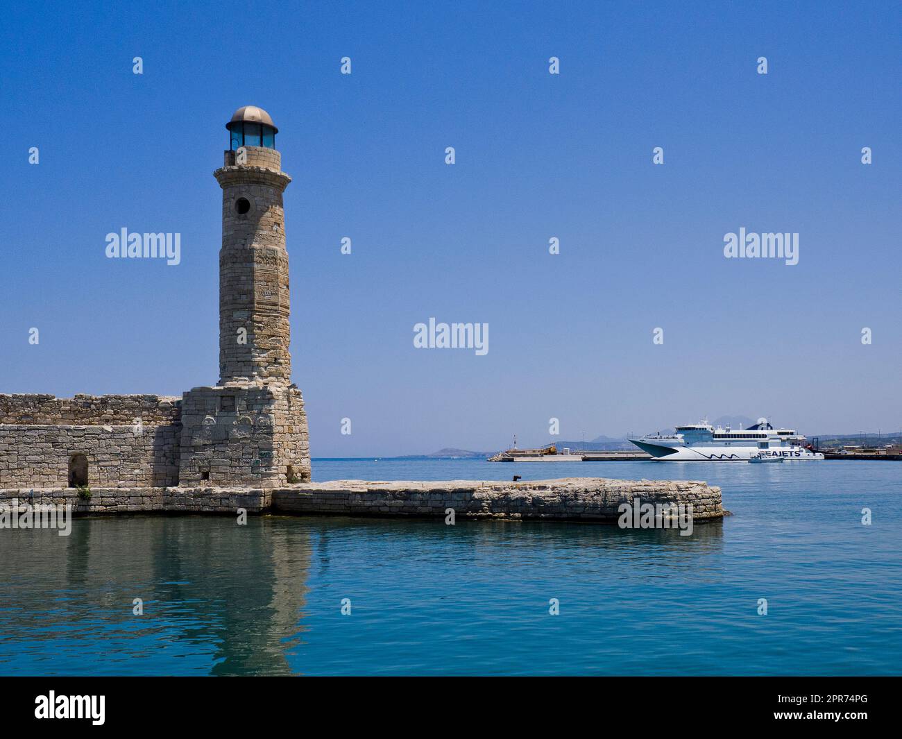 Greece, Crete / Souda - Rethymno - Lighthouse of Rethymno Stock Photo ...