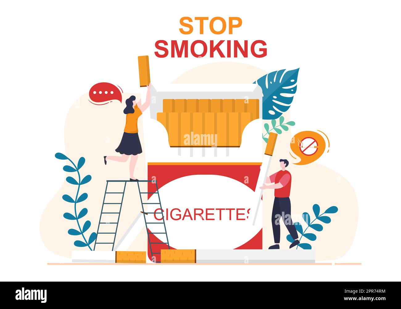 Stop Smoking or No Cigarettes for Fight Against Unhealthy Smoker Habit ...