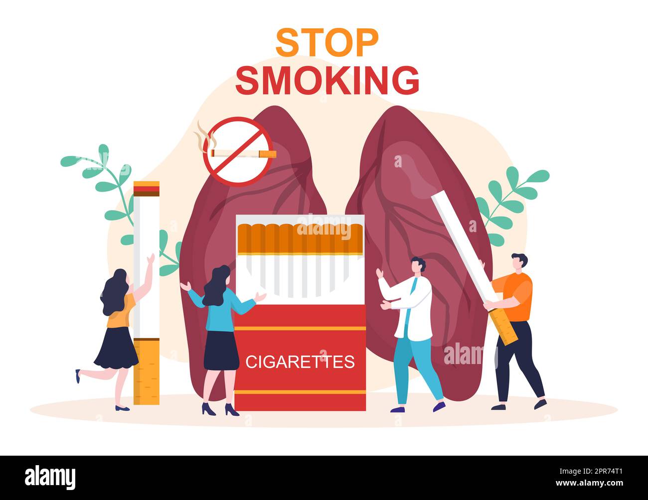 Stop Smoking or No Cigarettes for Fight Against Unhealthy Smoker Habit ...