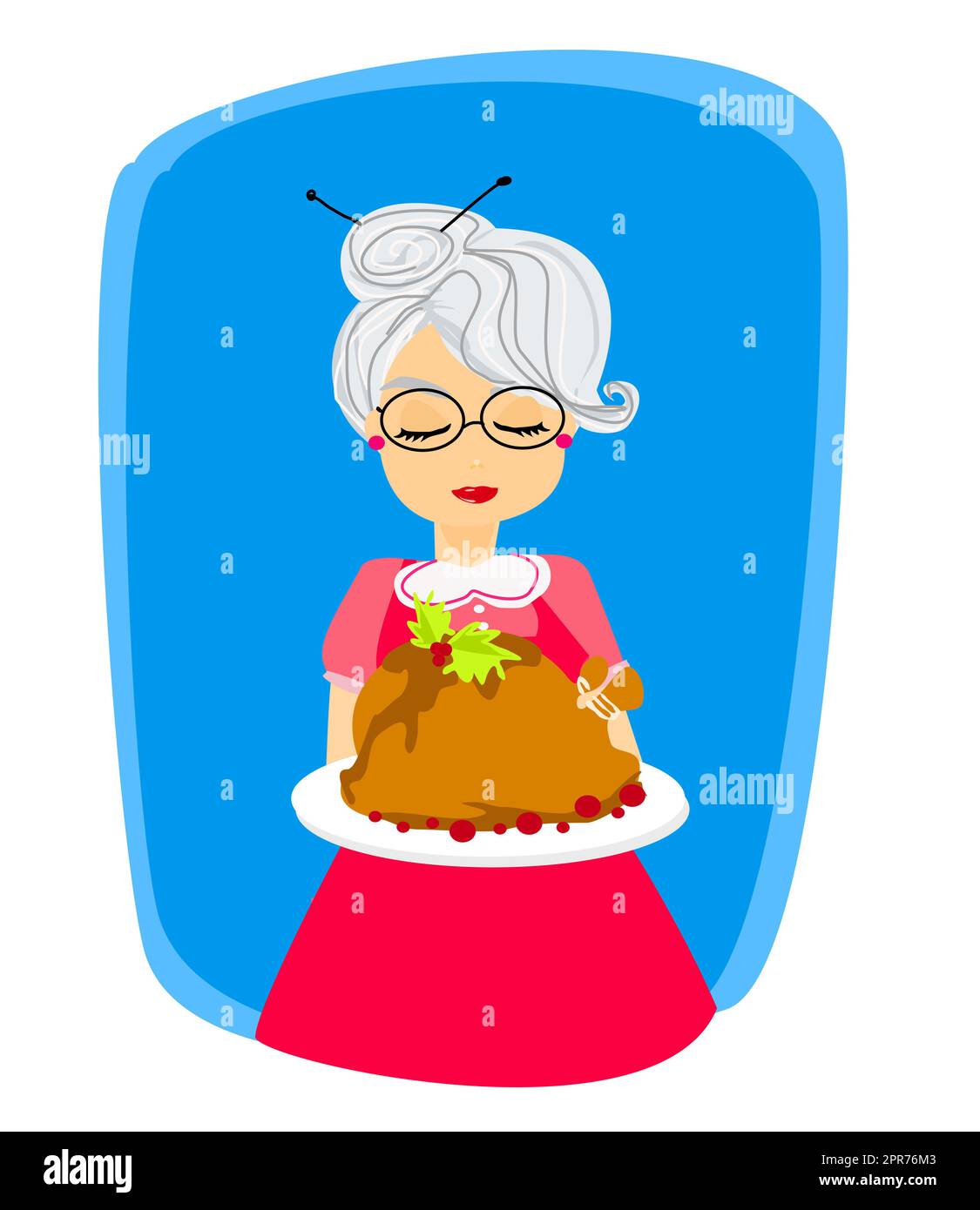 grandma with a delicious roasted and big turkey Stock Photo - Alamy