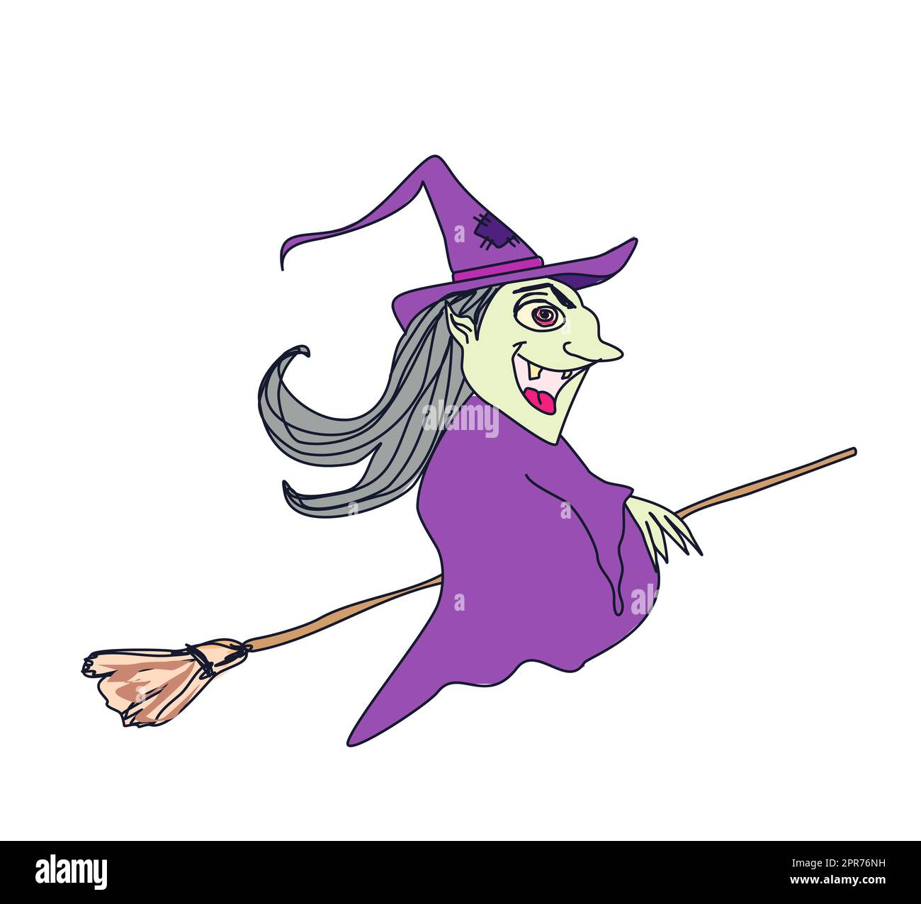 Witch flying on a broom Stock Photo - Alamy