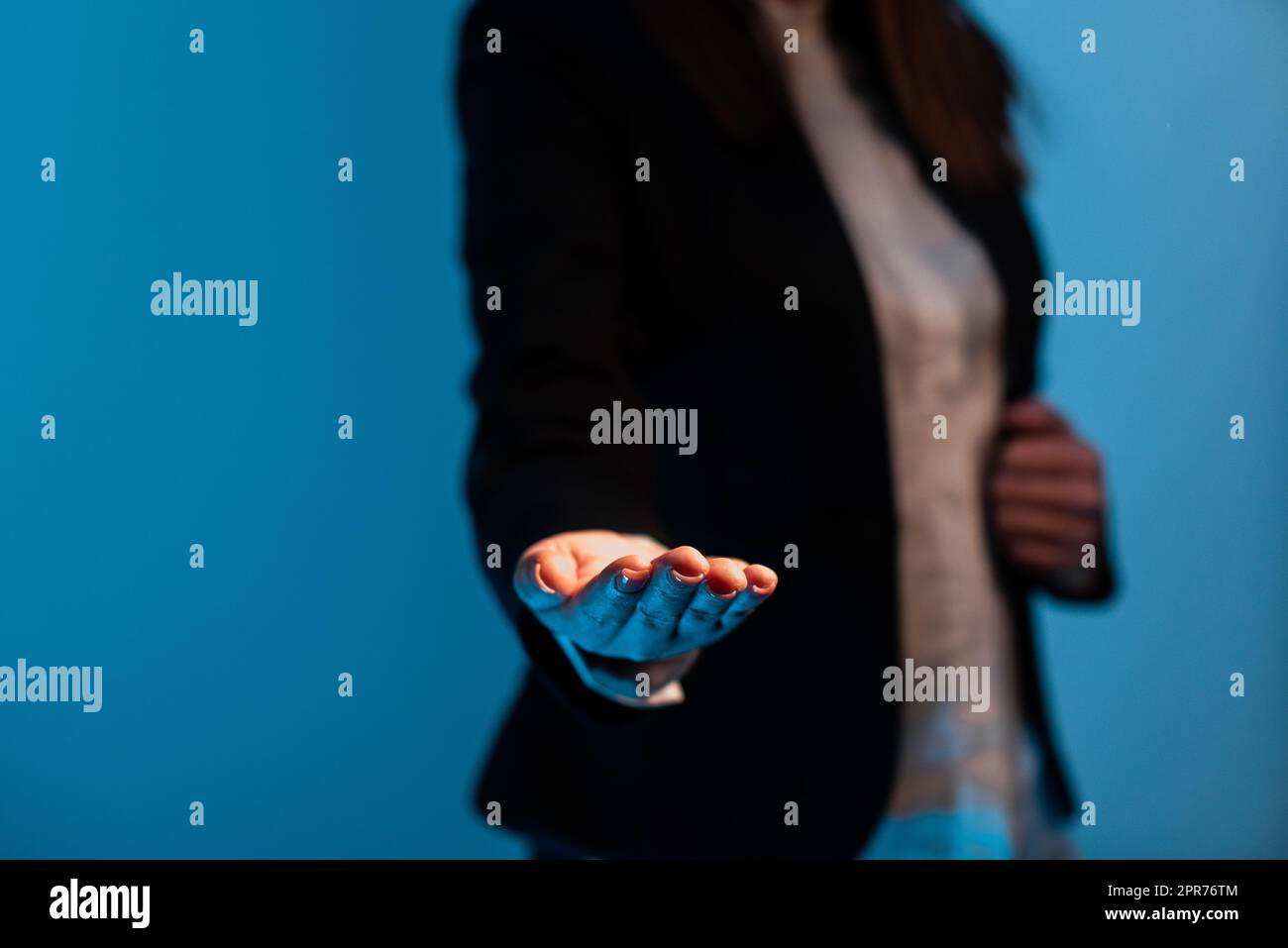 Businesswoman Holding Important Message On Hand. Woman In Suit ...