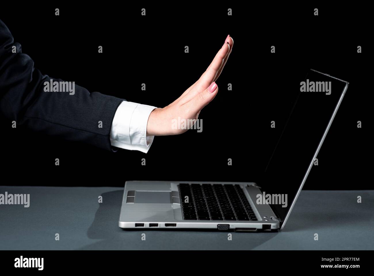 Businesswoman Presenting Important Message With One Hand. Woman Showing ...