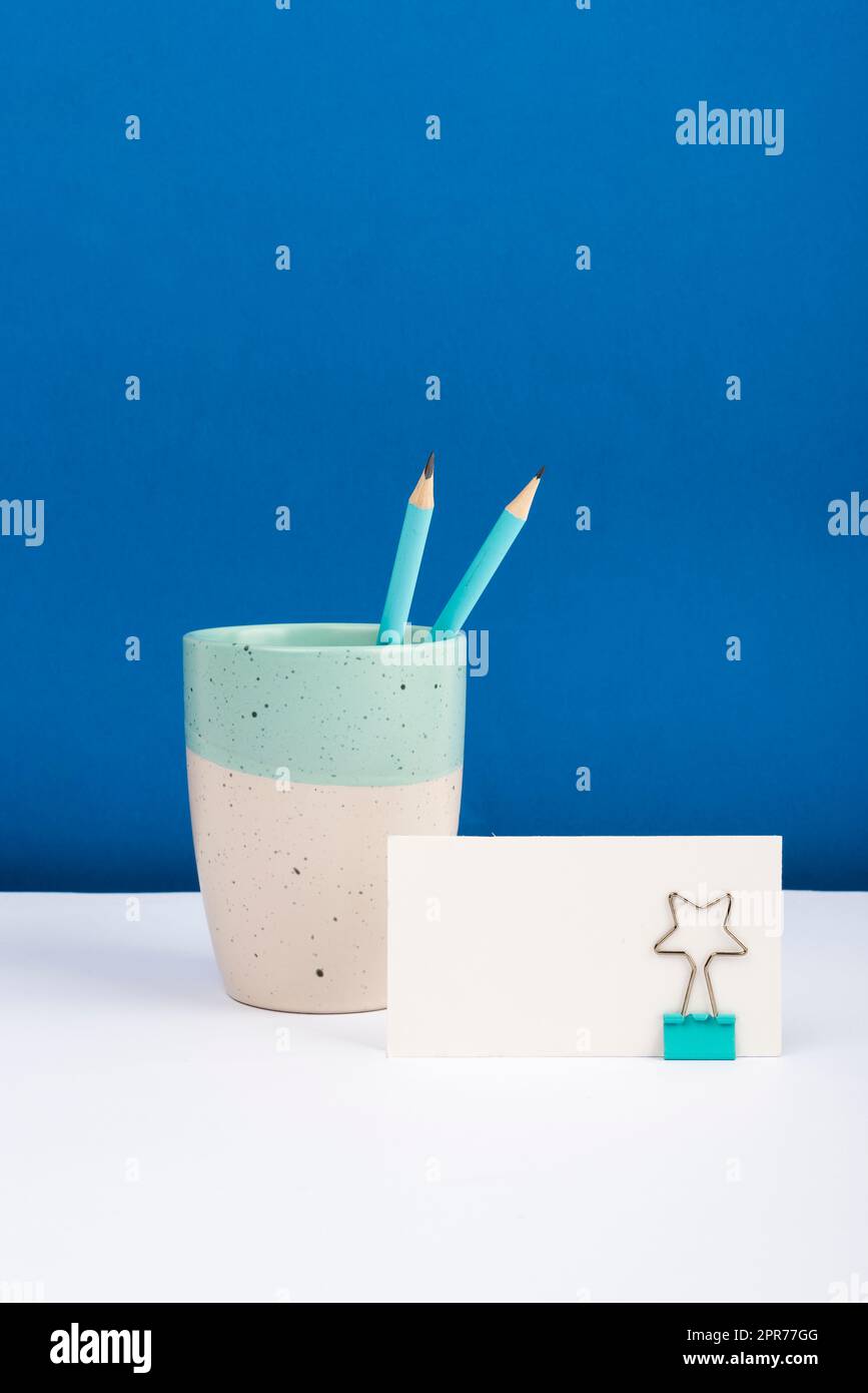 Important Messages Written On Piece Of Paper On Desk With Cup With Pens ...