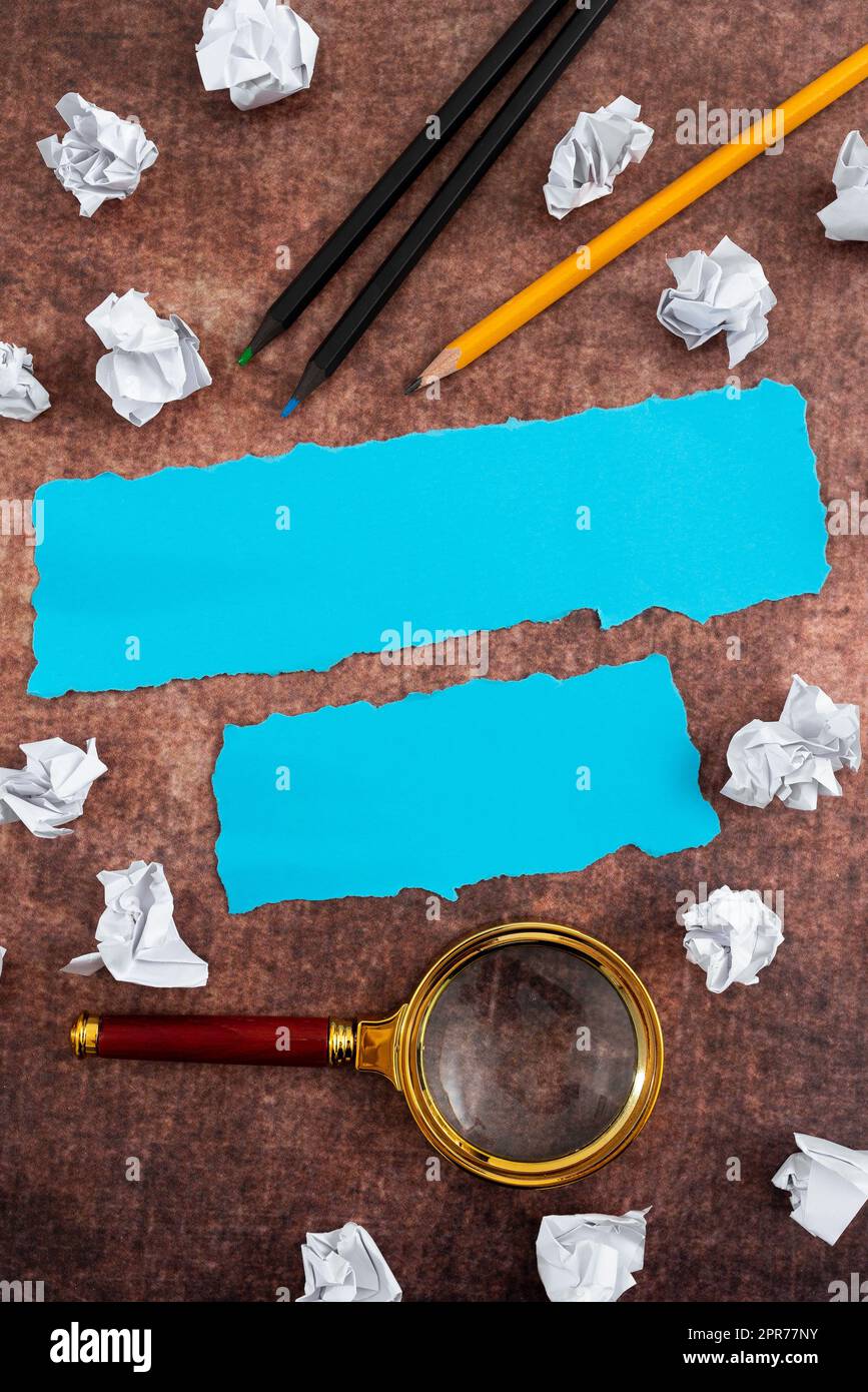 Blank Pastel Sheets With Magnifying Glass, Pencils Surrounded With ...
