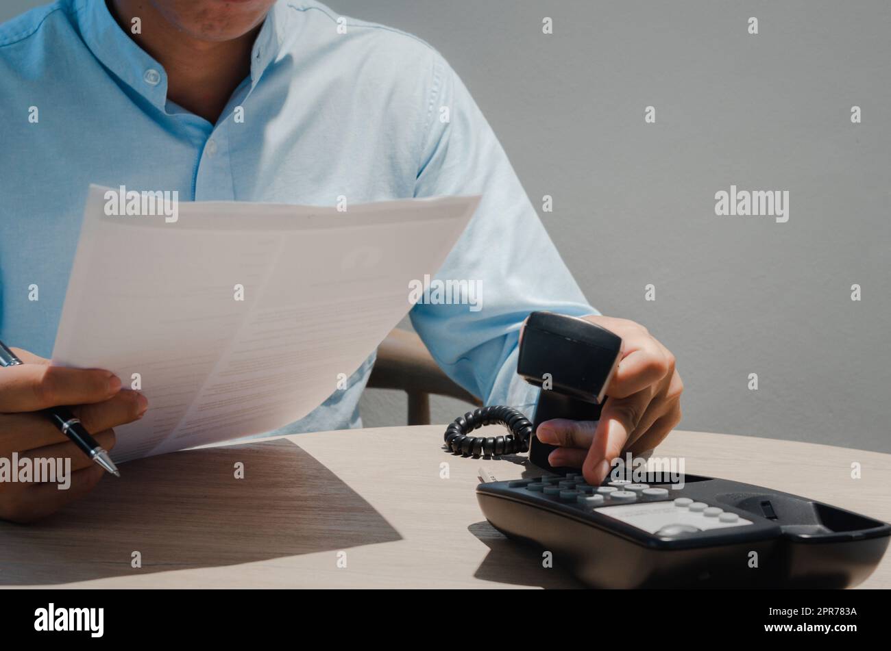 business people use phone and hold business documents for big data ...