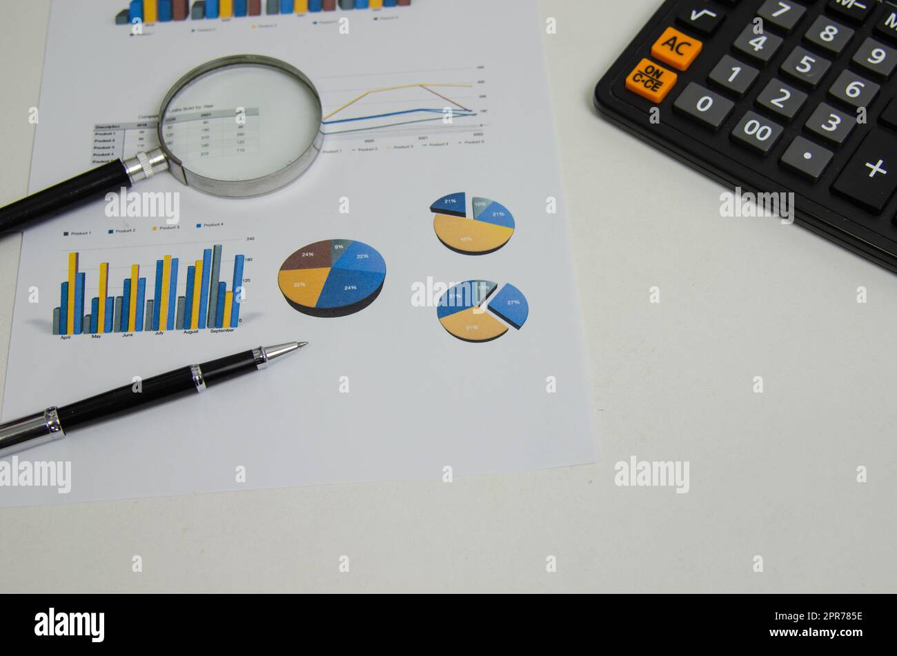 Document finance report paper datum graph diagram investment and pen ...