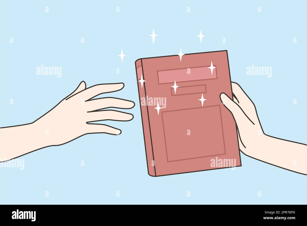 People giving book from hands to hands. Friends sharing textbook ...