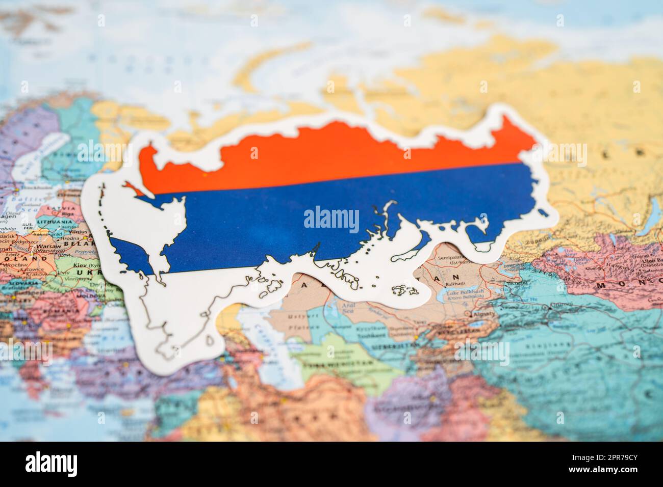 Bangkok, Thailand - February 1, 2022 Russia flag on world map ...