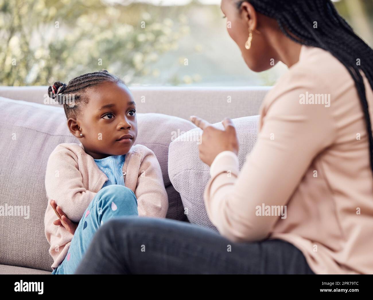 You have to listen when I talk to you. little girl being scolded by her ...