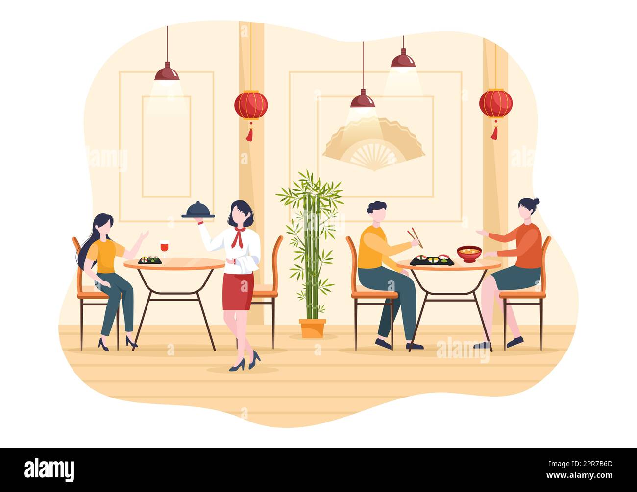 People Eating Japanese Food in the Restaurant with Various Delicious ...