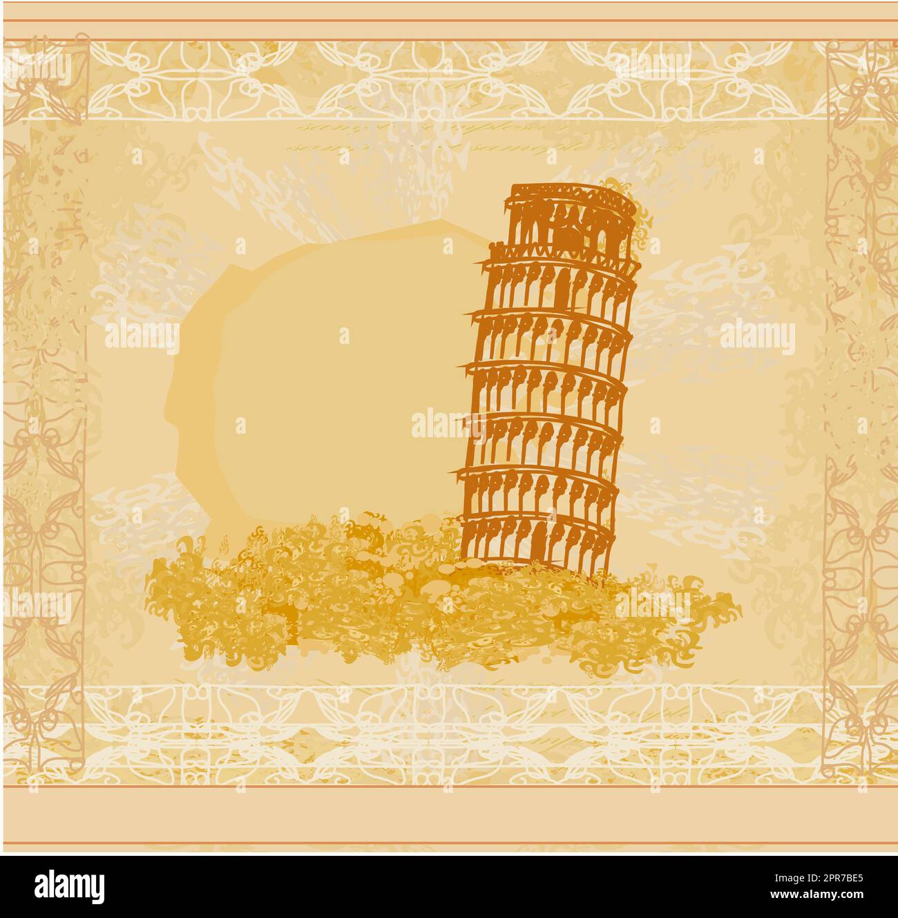 vintage vector pisa tower background Stock Photo - Alamy