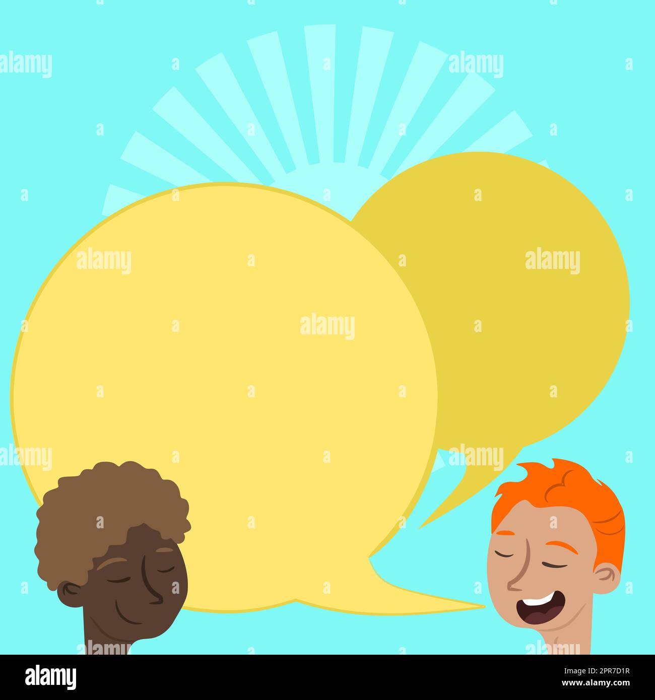 Happy Friends Drawing Standing Talking To Each Other With Speech ...