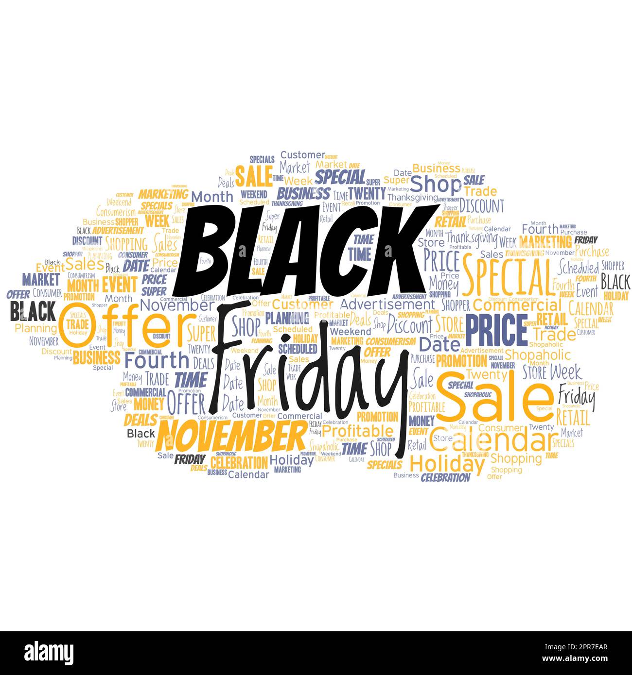 Big word cloud with words black friday. The day after the US holiday of ...