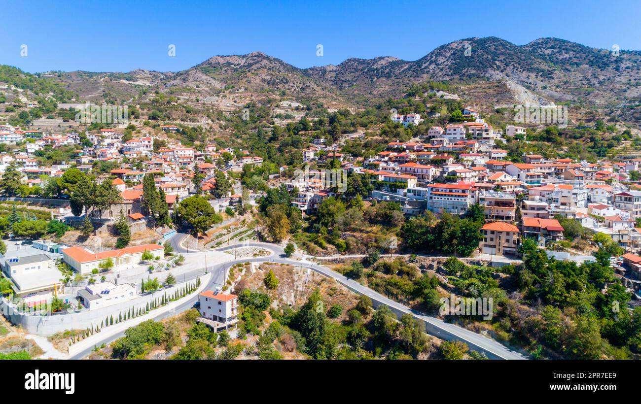 Aerial Agros village, Limassol, Cyprus Stock Photo - Alamy