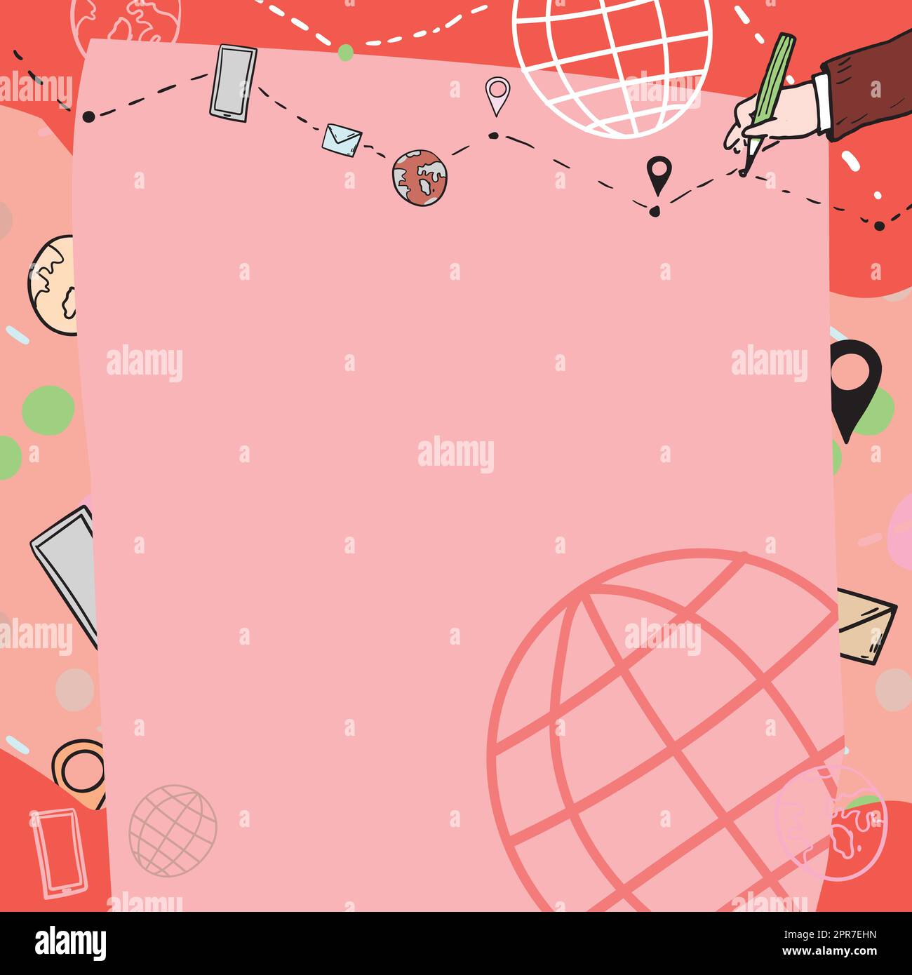 Plain Whiteboard With Hand Drawing Guide Line For Steps Over World ...