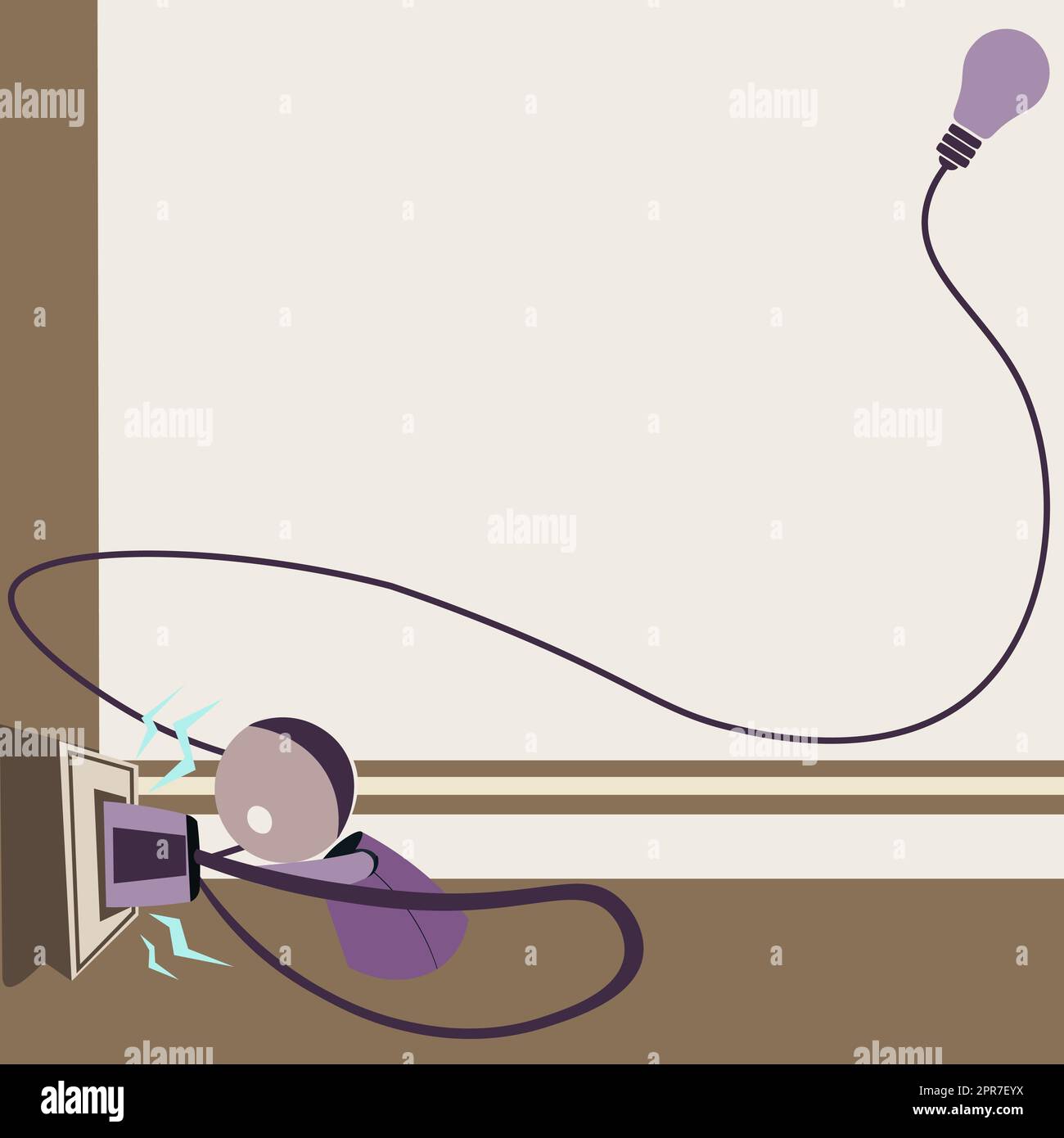 Robot Drawing Fixing Socket With Lightbulb In Corner. Robotic Man ...