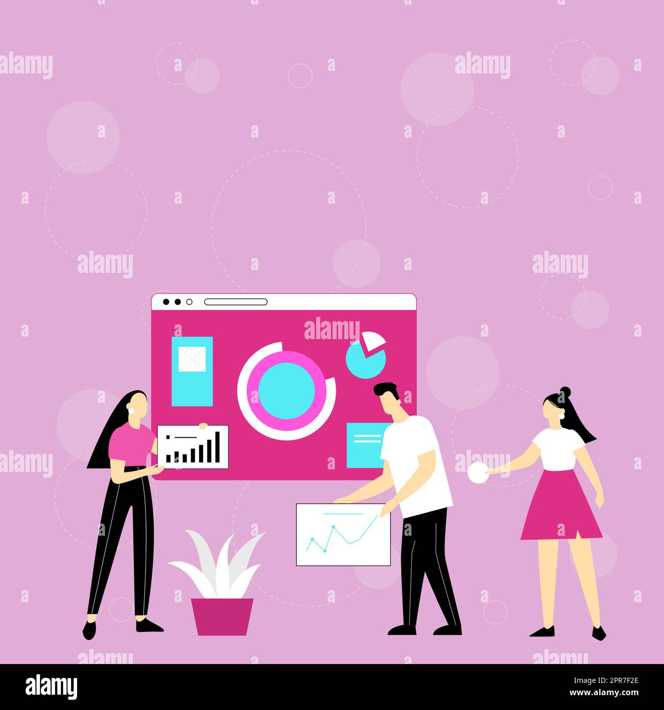 Illustration Of Employee Helping Together Sharing New Wonderful Ideas ...