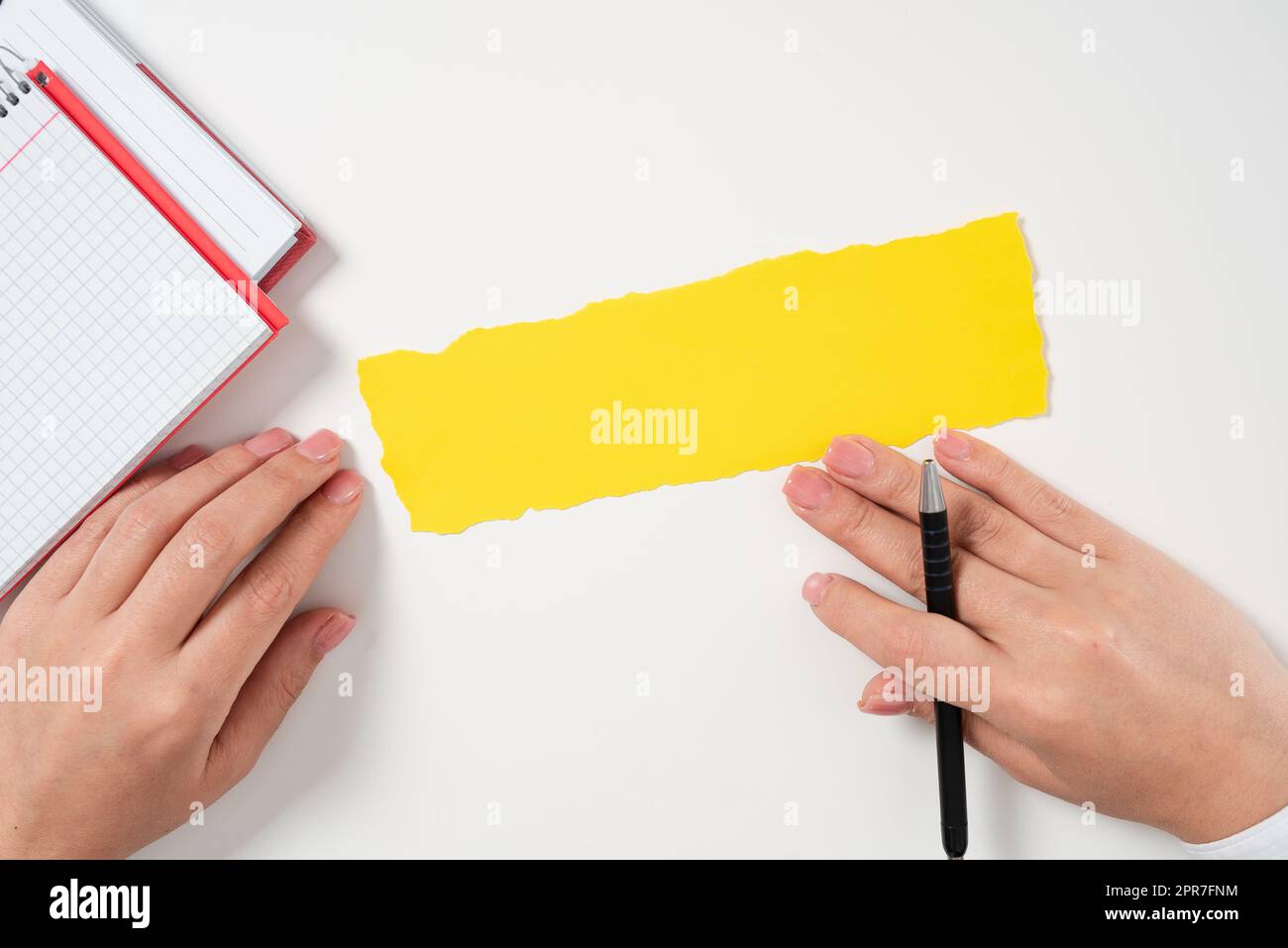 Businesswoman Holding Pen And Presenting Important Message On Paper ...