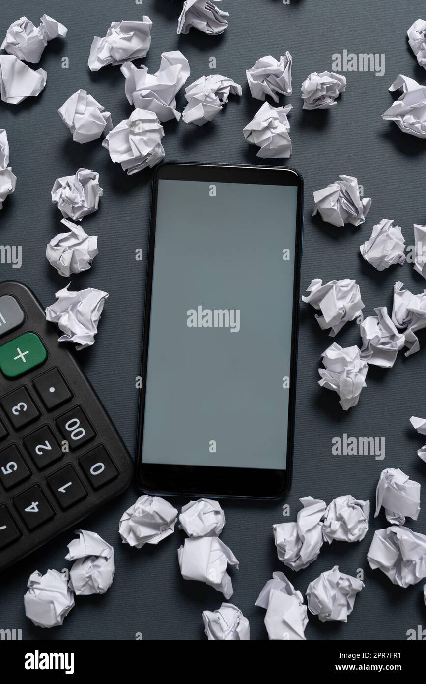 Phone Screen With Important News On It Surrounded With Paper Wraps And ...