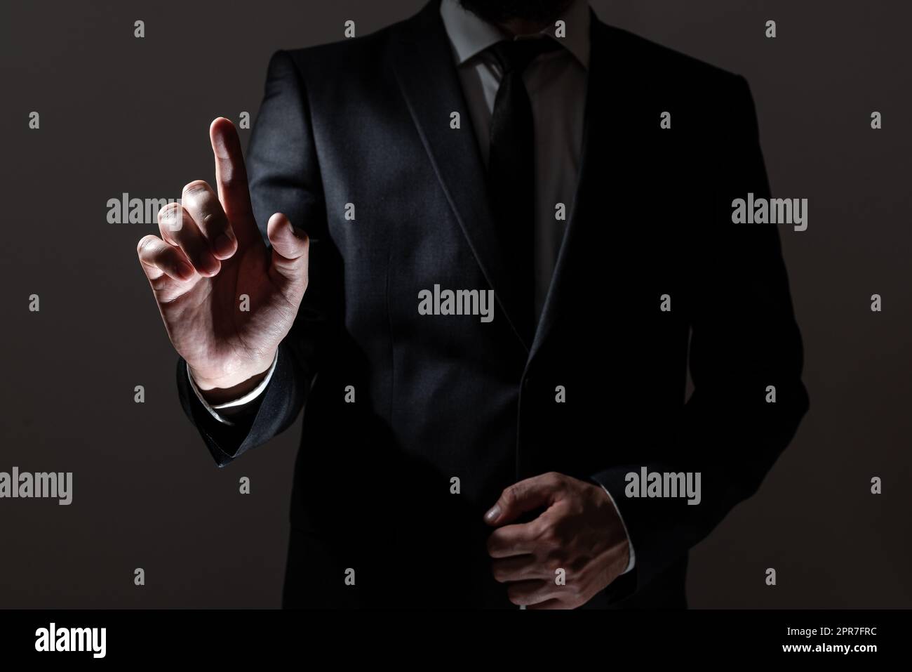 Businessman Pointing With One Finger On Important Messages. Executive ...