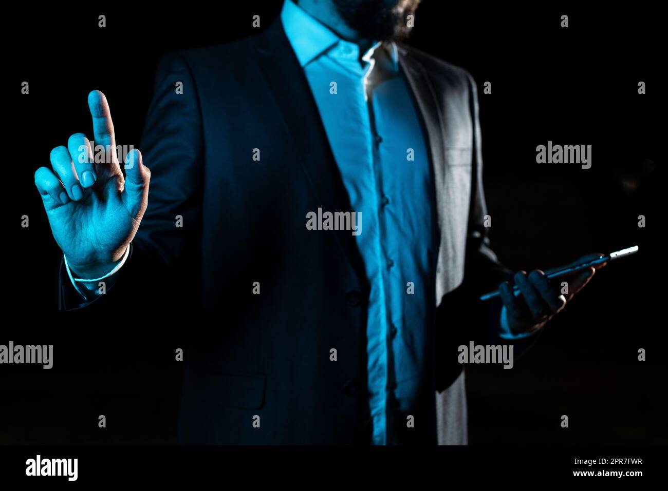 With One Finger Pointing Important Infortmations With Other Hand ...