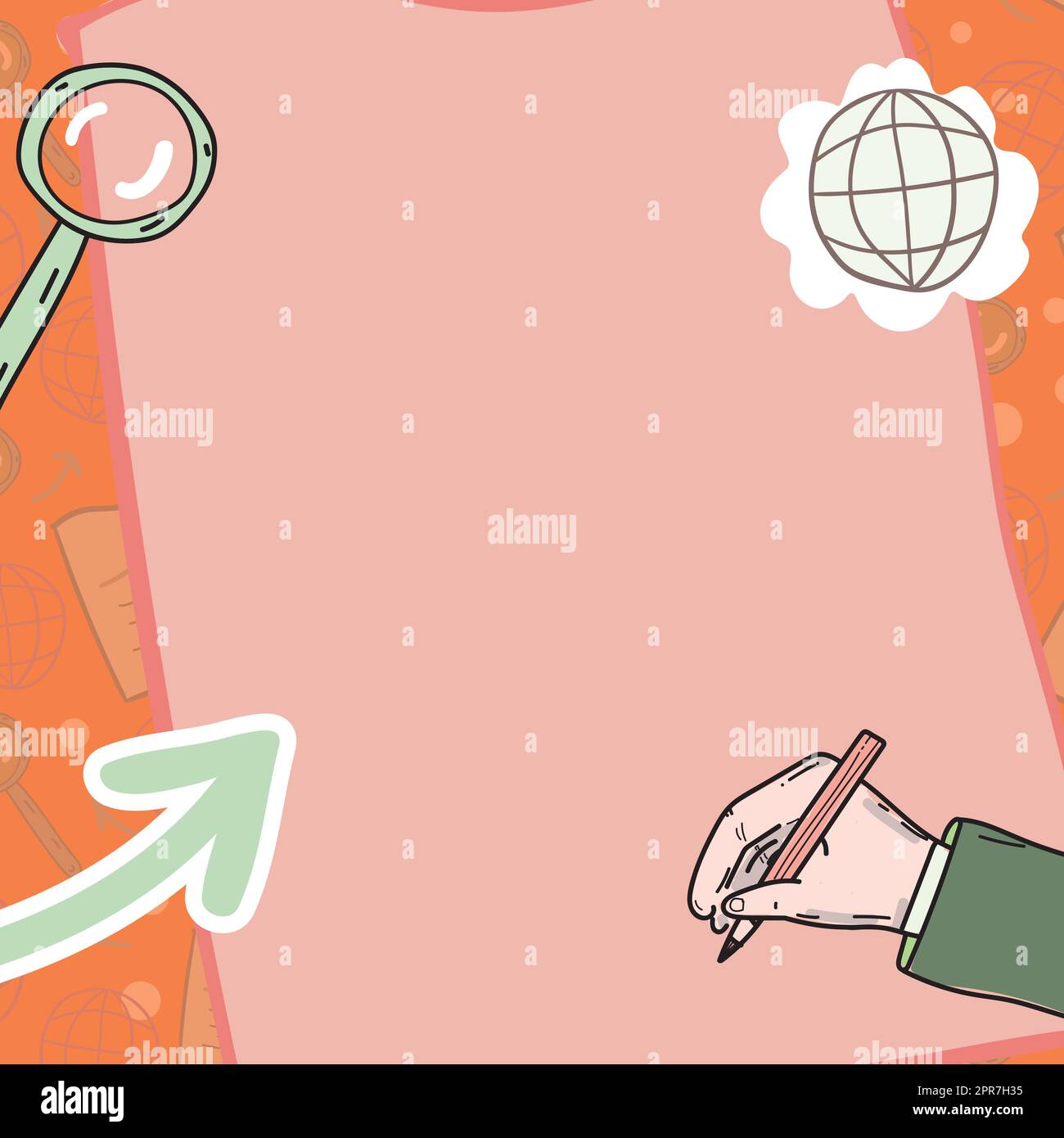 Handwriting On A Blank Sheet With Magnifying Lens, Upward Arrows And ...