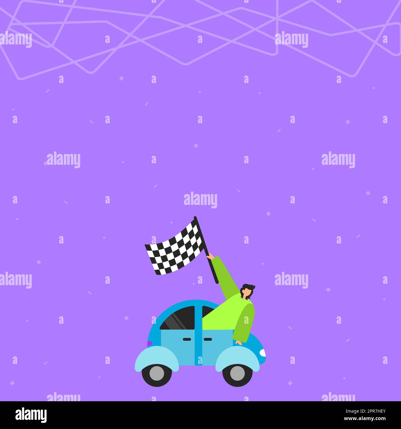 Businessman Waving Banner From Vehicle Racing Towards Successful Future ...