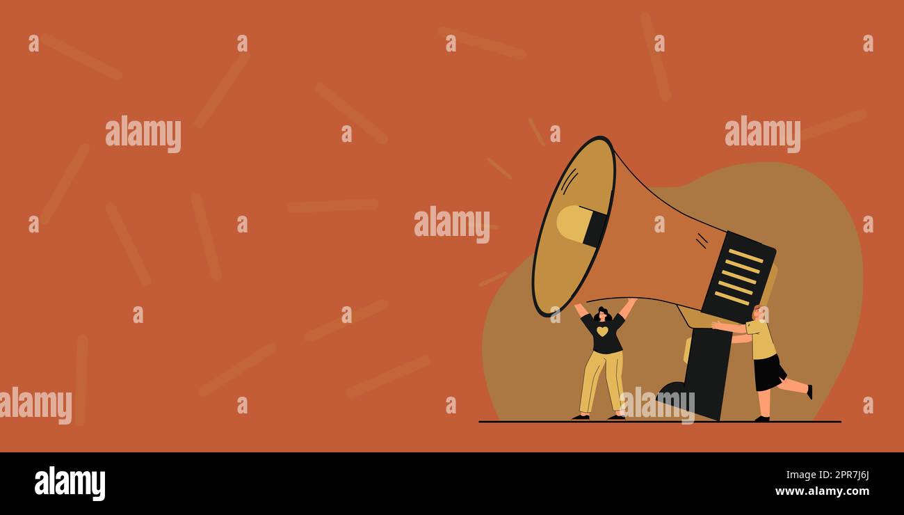 Group Of People Drawing Holding Their Megaphones Talking And Sharing ...