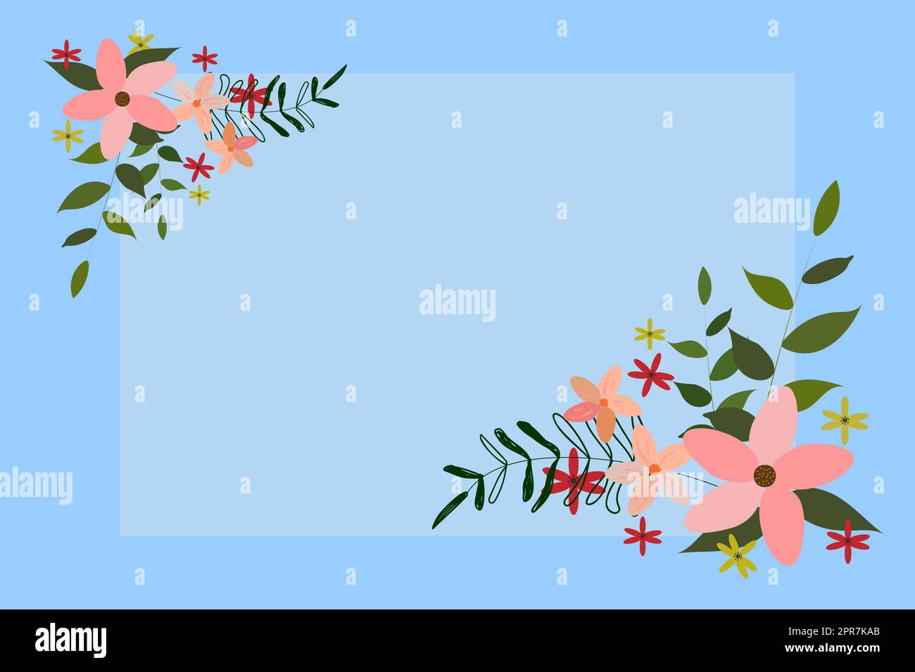Text Frame Surrounded With Assorted Flowers Hearts And Leaves ...