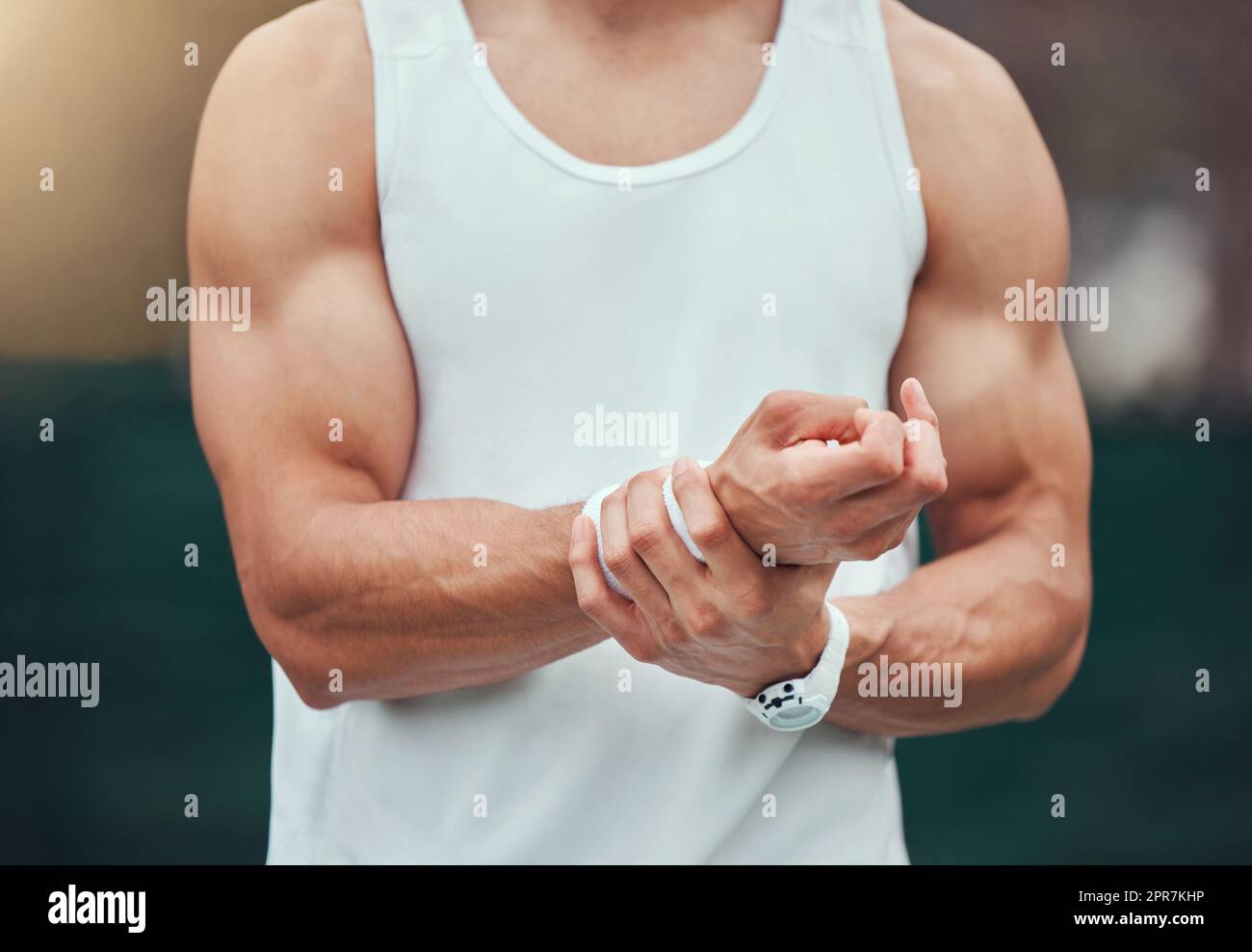 One unknown mixed race tennis player suffering from wrist injury in ...