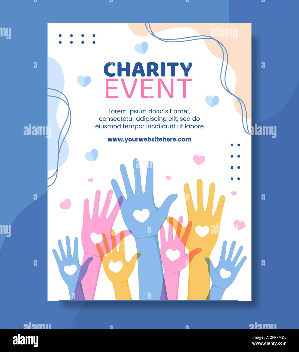 Charity Donation Poster Template Flat Cartoon Background Vector ...