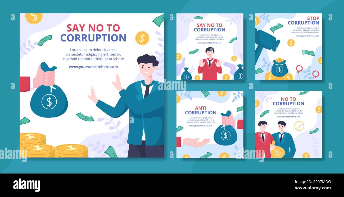 Anti Corruption Social Media Post Template Flat Cartoon Background ...