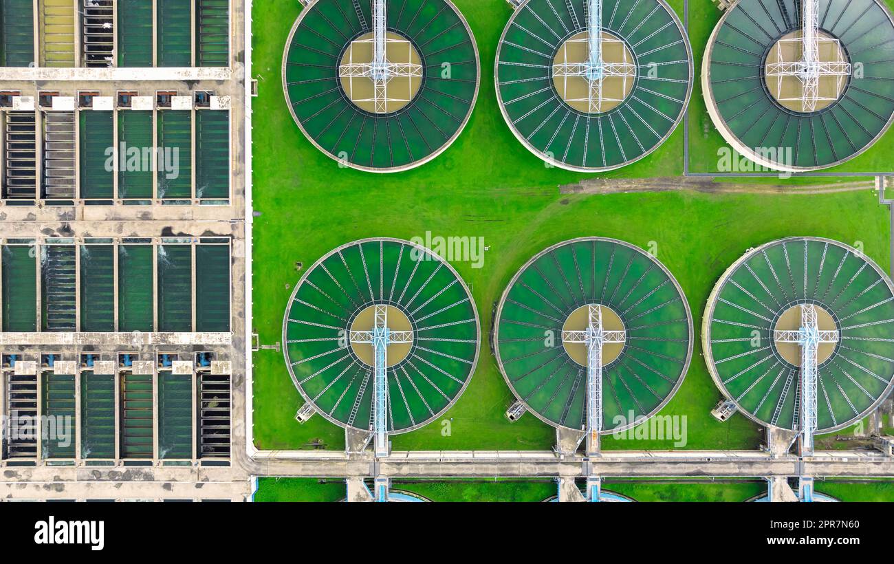 aerial view sewage treatment plant near downtown Stock Photo - Alamy