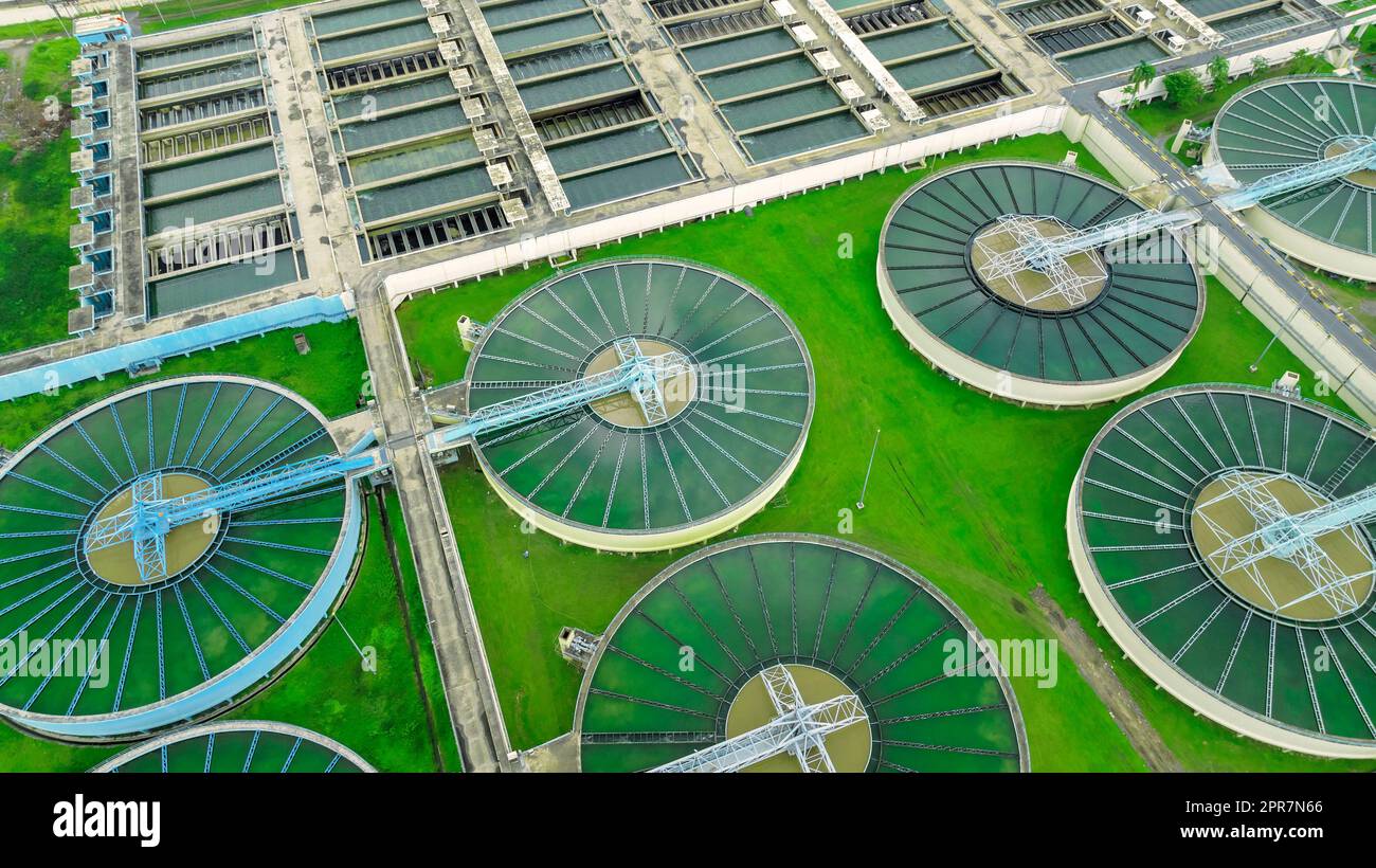 aerial view sewage treatment plant near downtown Stock Photo - Alamy