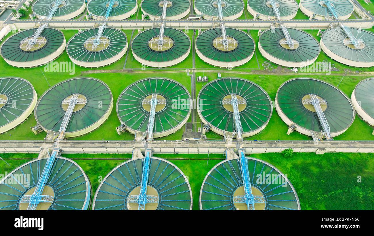 aerial view sewage treatment plant near downtown Stock Photo - Alamy