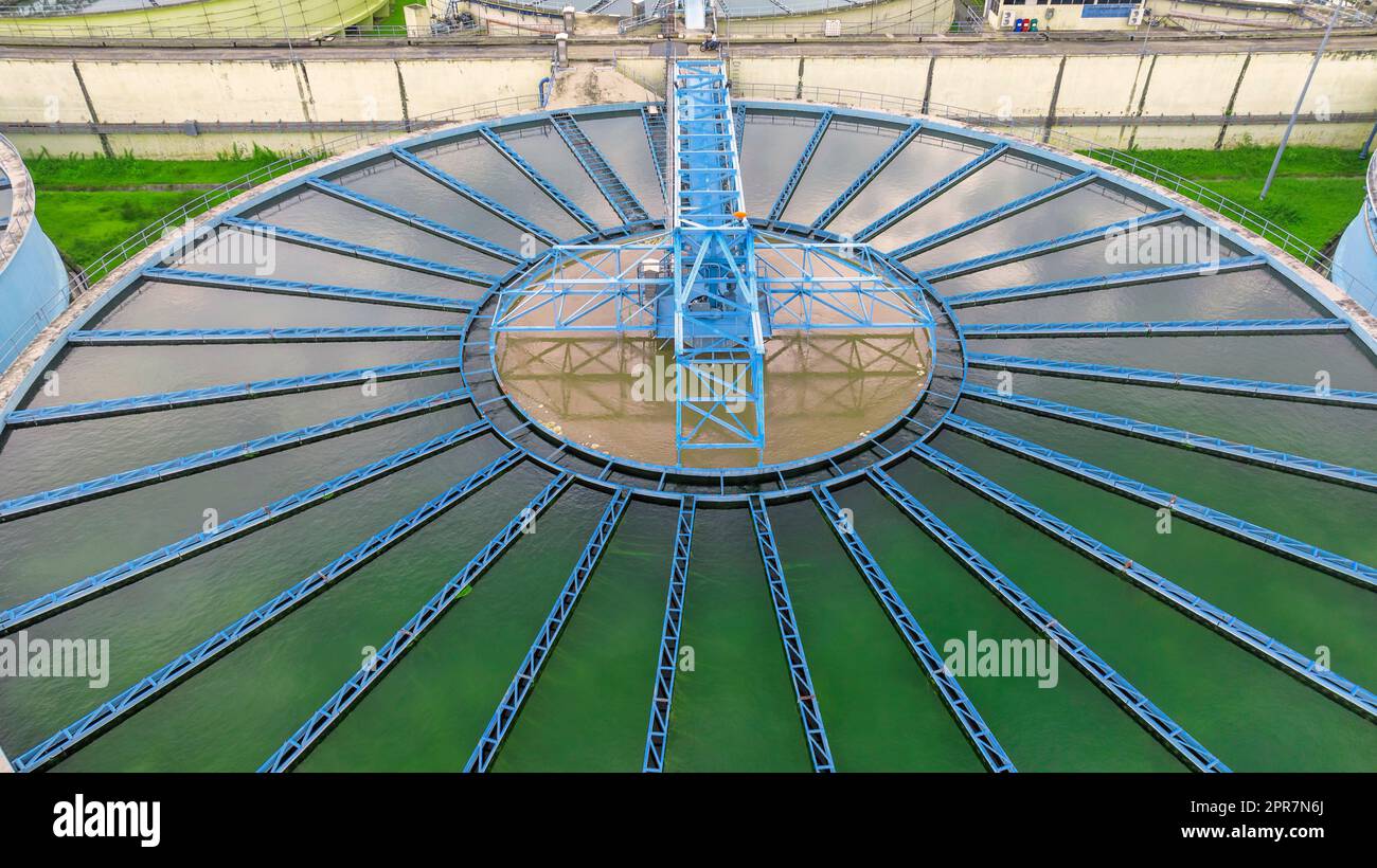 aerial view sewage treatment plant near downtown Stock Photo - Alamy