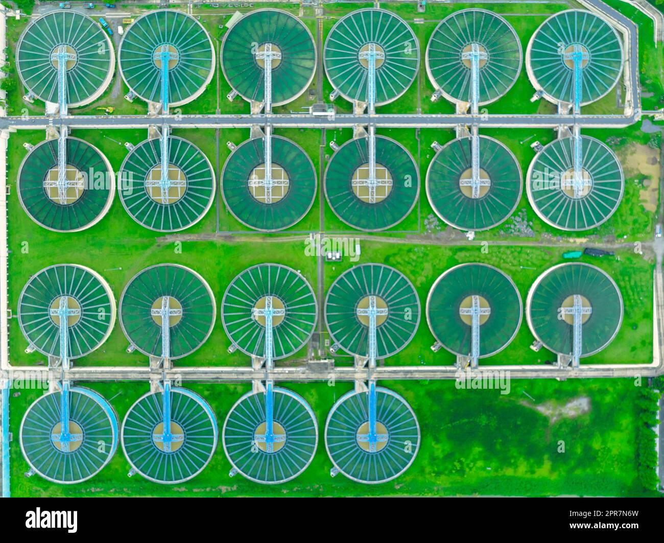 aerial view sewage treatment plant near downtown Stock Photo - Alamy