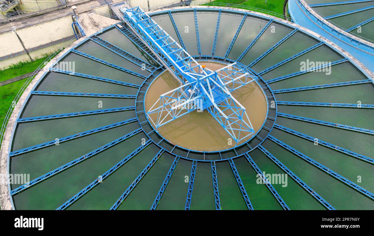 aerial view sewage treatment plant near downtown Stock Photo - Alamy