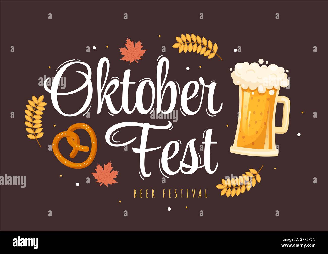 Oktoberfest Festival Cartoon Illustration with Beer Glass or Bottle in ...