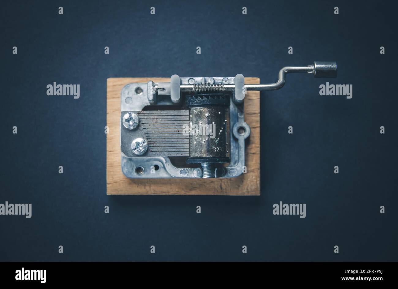 Traditional music box isolated on black Stock Photo - Alamy