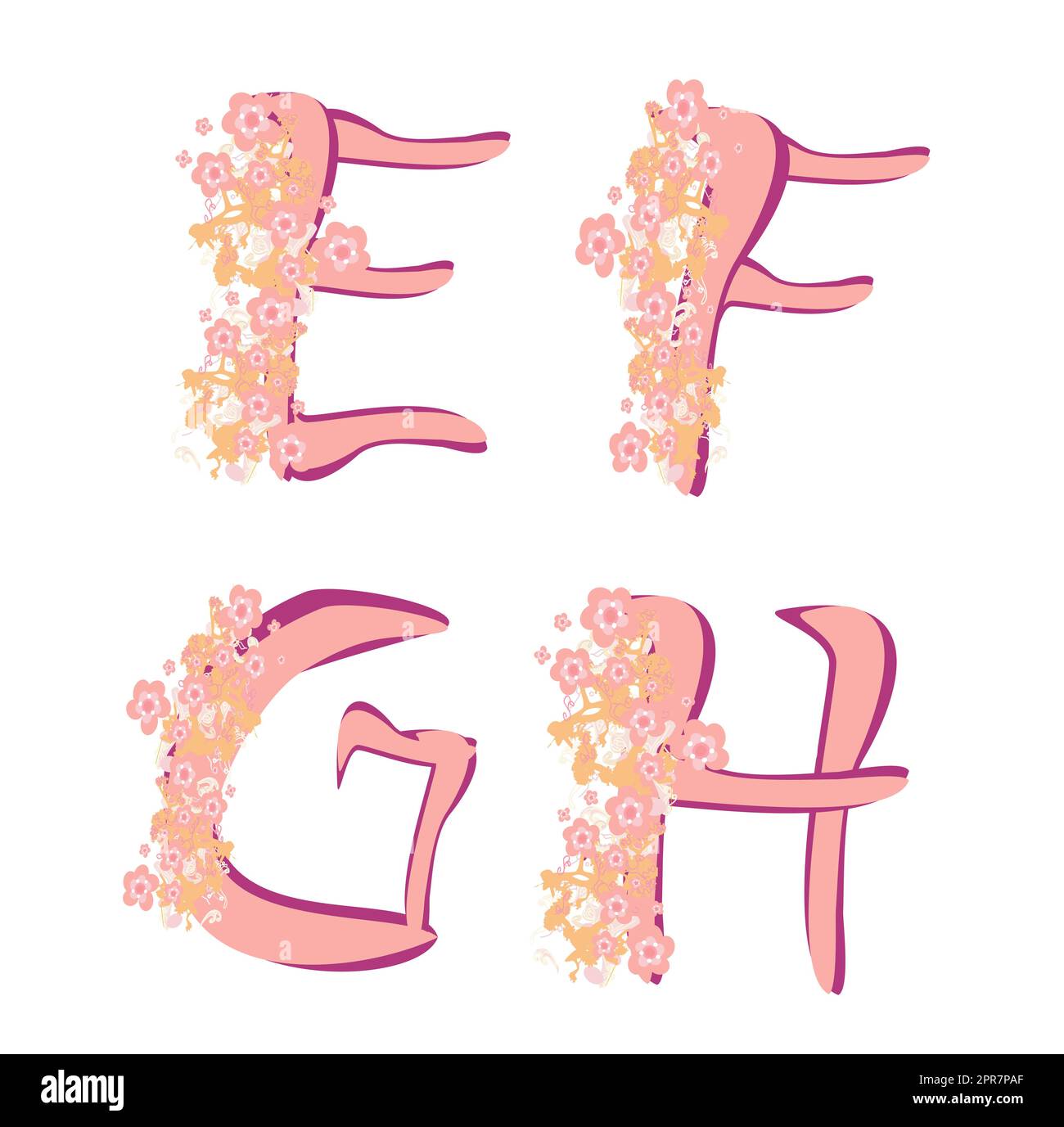 Spring alphabet with flowers letters e hi-res stock photography and ...