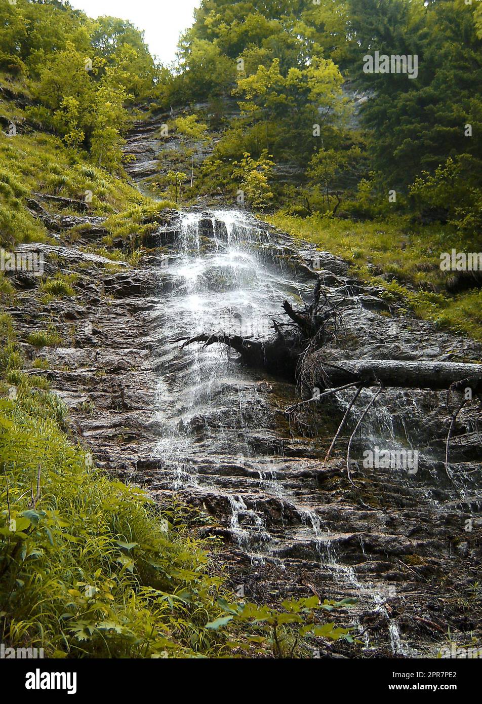 Waterfall at Postalmklamm canon, via ferrata in Austrian Salzkammergut ...