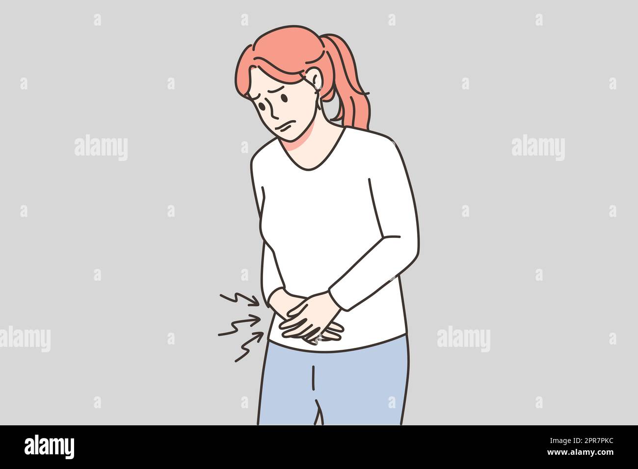 Unhealthy woman suffer from periods pain during pms. Unwell female ...