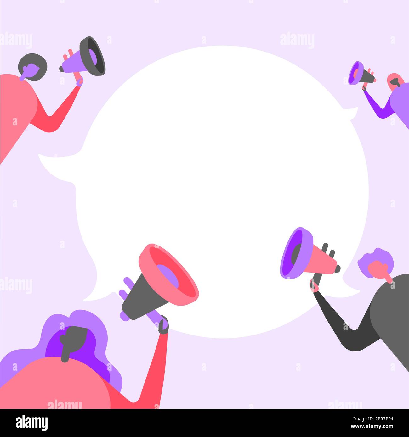 Group Of People Drawing Holding Their Megaphones Talking And Sharing ...