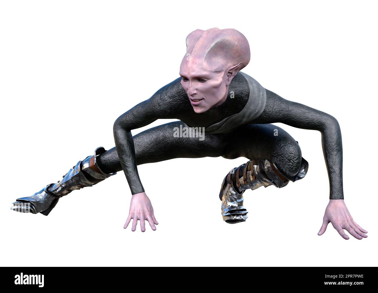 3D rendering of a fantasy alien isolated on white background Stock ...