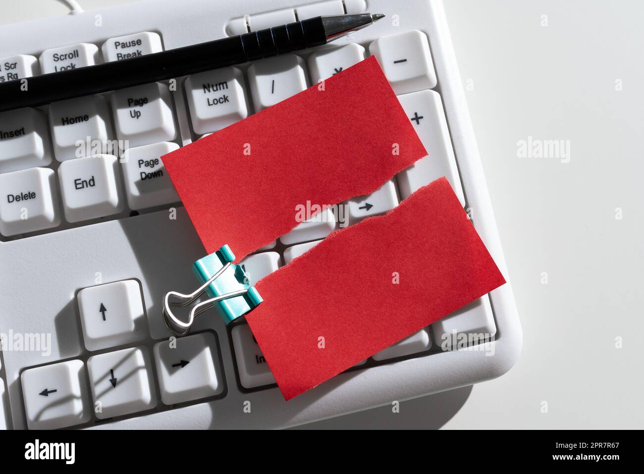 Ripped Sticky Note With Important Messages Over Keyboard And Pen On ...