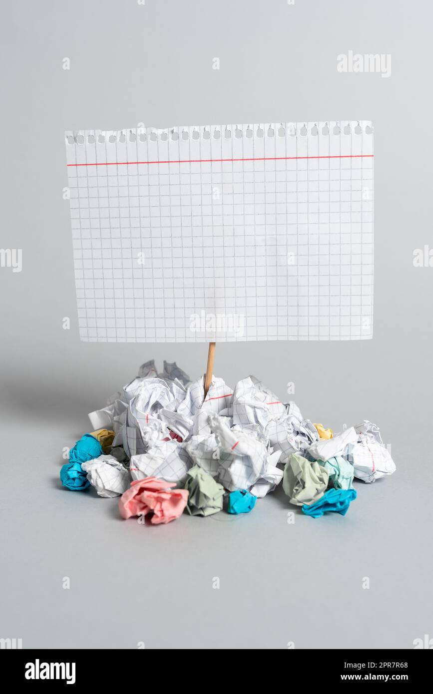Paper Wraps Around Important Message Pinned On Stick. Crumpled Notes ...