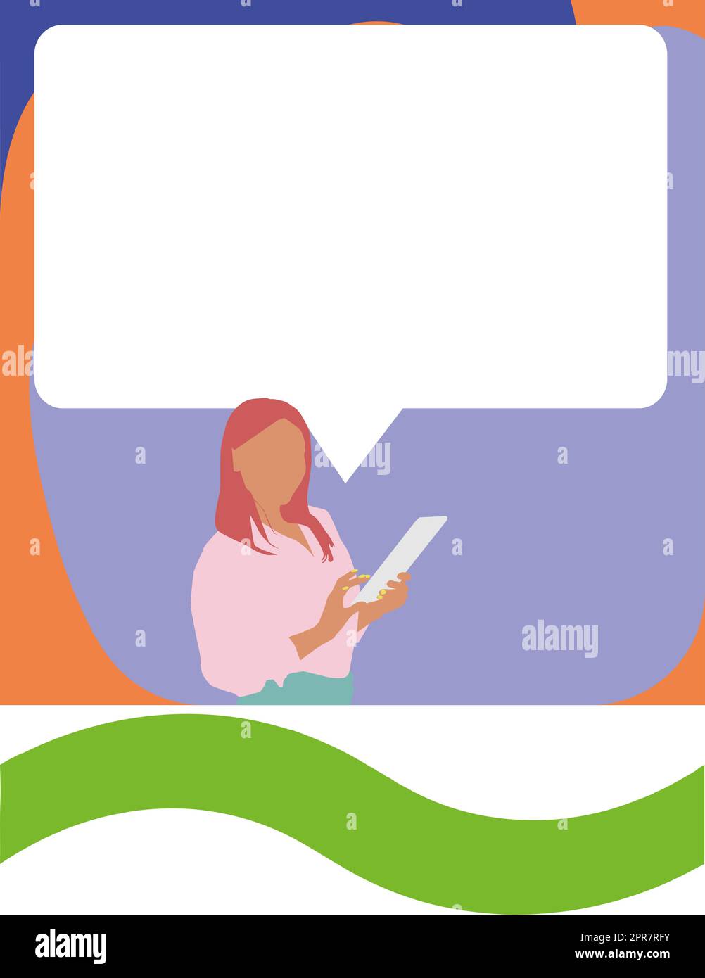 Presenter With Conversation Bubble Showing New Announcement. Colleague Speech Balloon Presenting ...